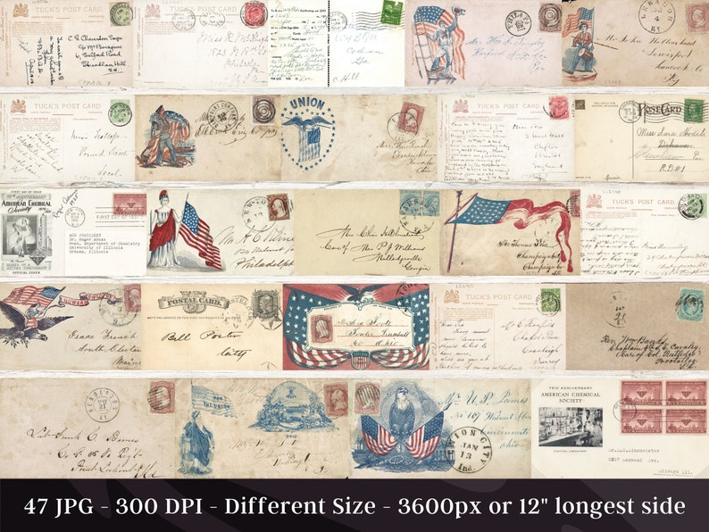 47 Vintage Handwritten USA Postcards & Envelopes| Civil War Paper ...