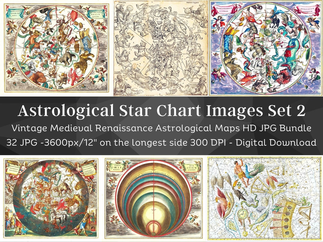 Astrological Star Chart Images | 32 HQ Digital Image Bundle 2 ...