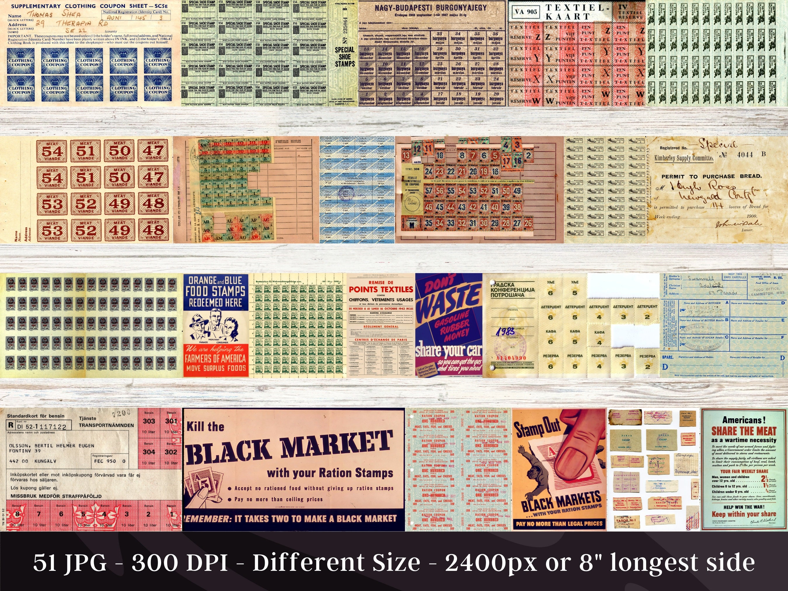 51 Vintage World War 1 & 2 Ration Book Illustrations | Printable Ration ...