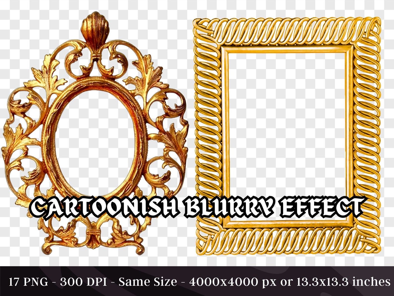 Luxury Frame Border Clipart 17 PNG Bundle| Silver & Gold Frame ...