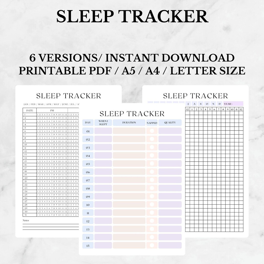 Sleep Tracker Printable Sleep Journal Sleep Quality Journal Monthly ...