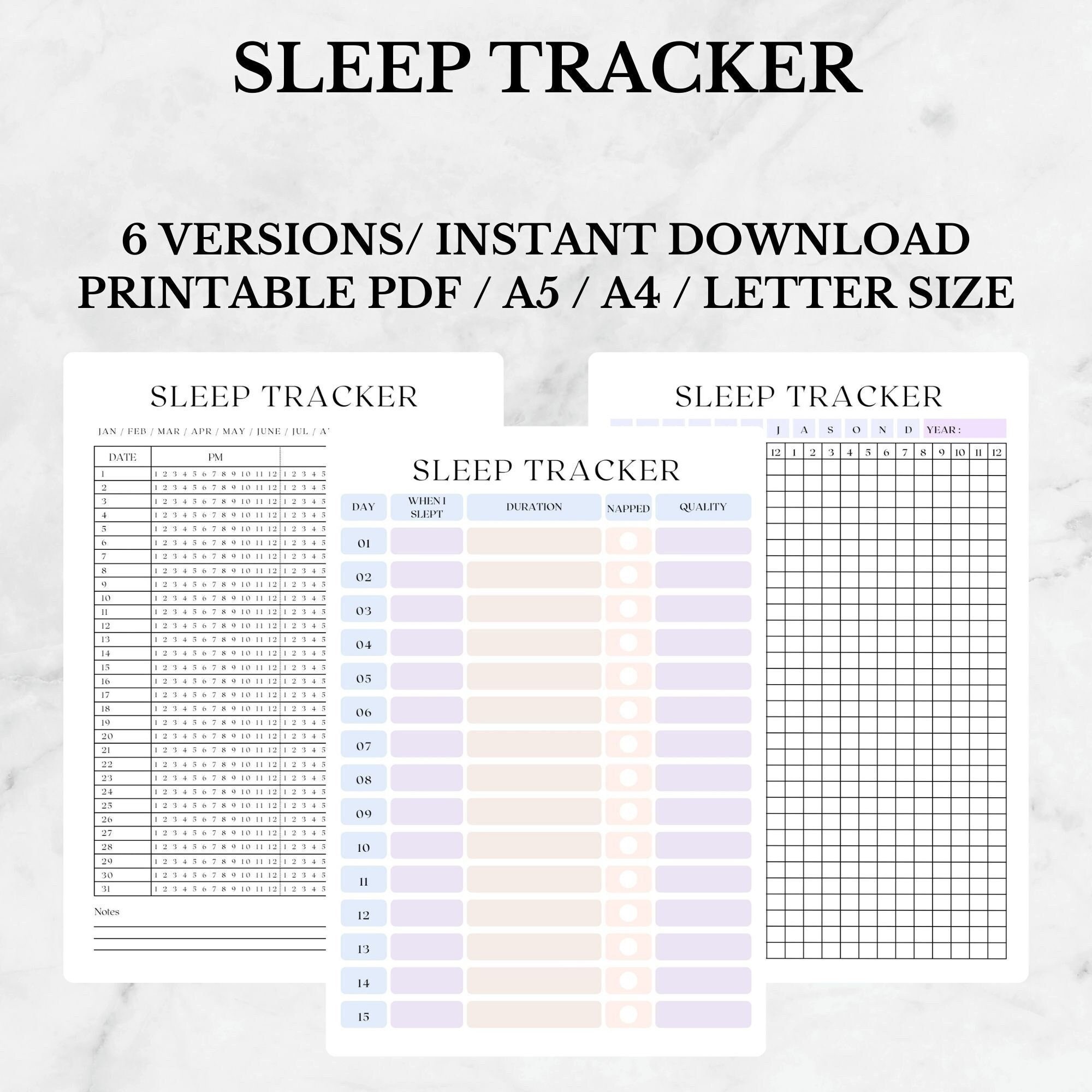 Sleep Tracker Printable Sleep Journal Sleep Quality Journal Monthly ...
