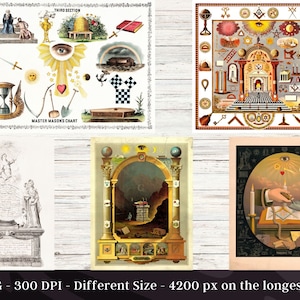 Vintage Masonic Symbol Images | 15 HQ Digital Image Bundle | Antique ...