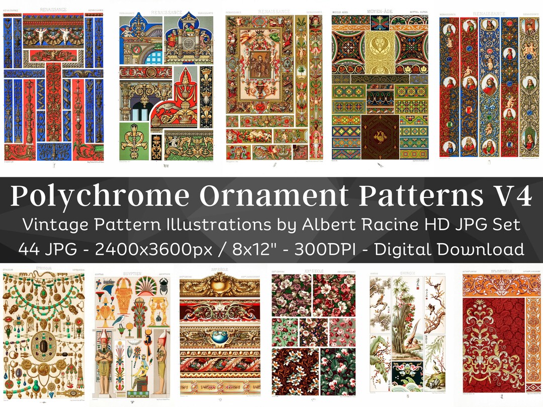 Polychrome Ornament 44 Antique Pattern Illustrations V4| Arabian Greek ...