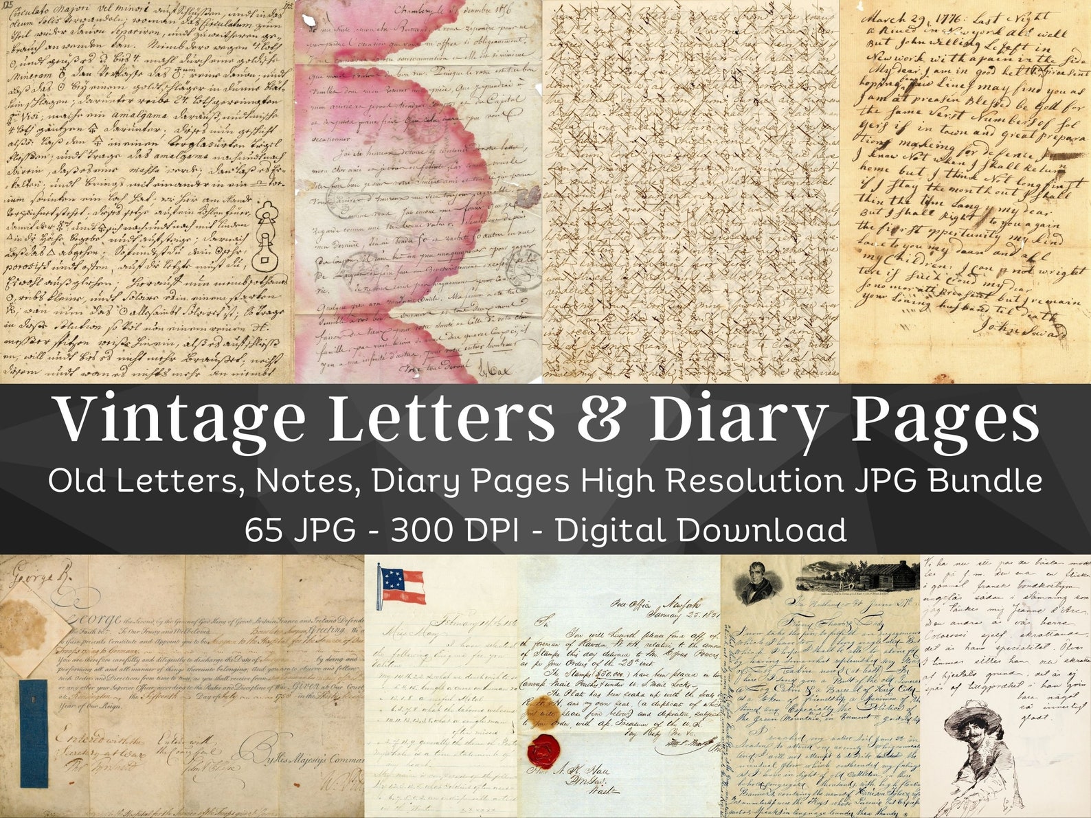65 Vintage Handwritten Letters & Notes | Paper Bundle | Old Digital ...