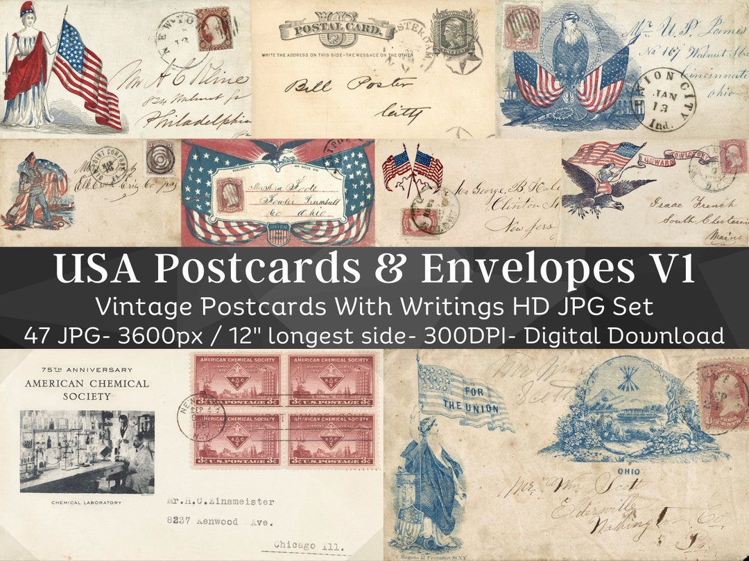 47 Vintage Handwritten USA Postcards & Envelopes| Civil War Paper ...