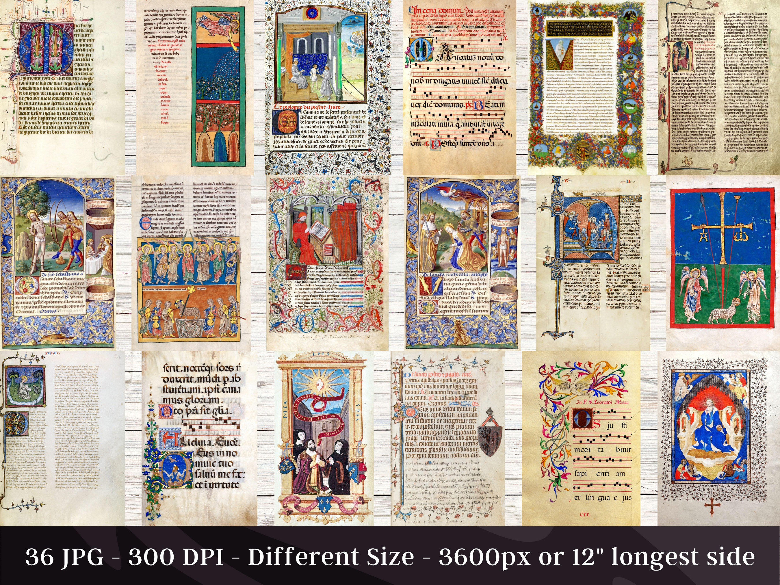 Illuminated Manuscript 36 Medieval Religious Renaissance Illustrations ...