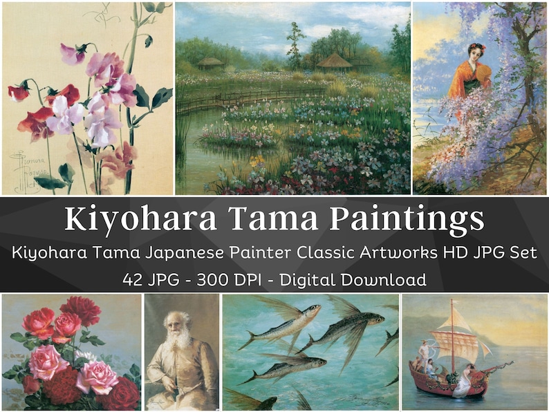 Kiyohara Tama Paintings 42 HQ Digital Image Bundle Printable Artwork ...