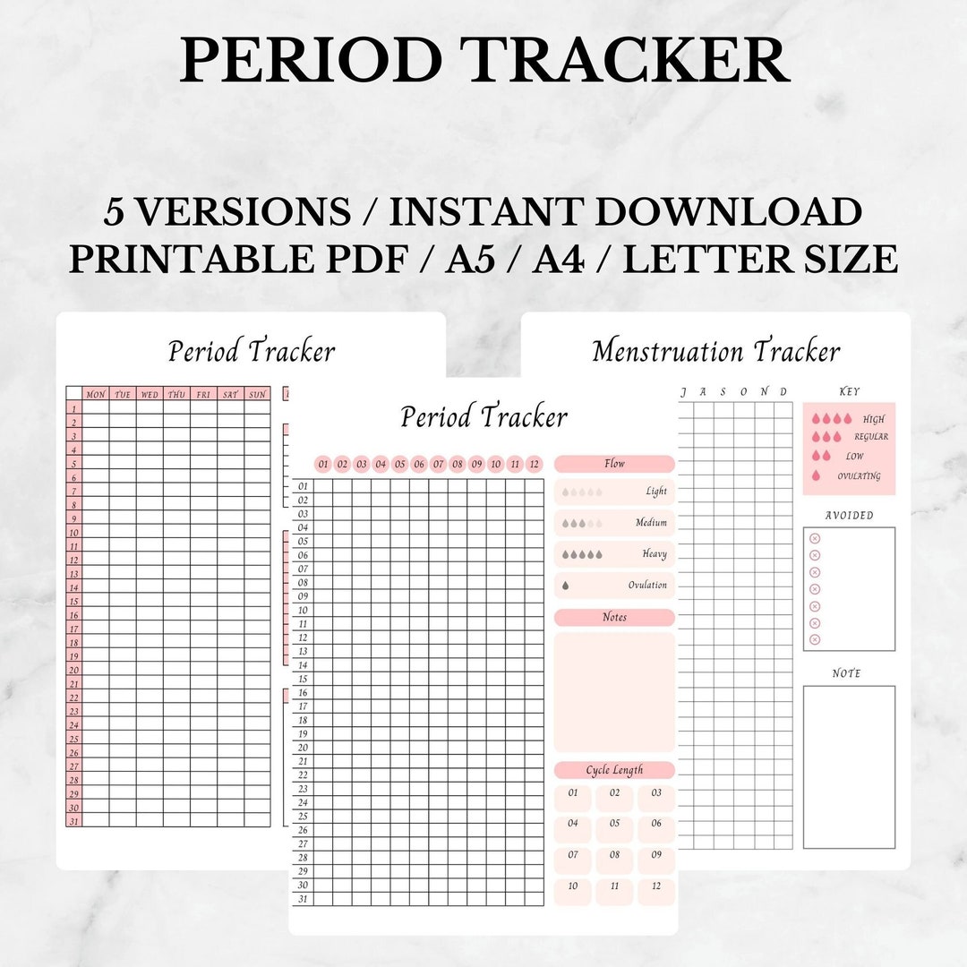 Printable Period Tracker Fertility Planner Ovulation Tracker Period ...