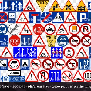 200 Traffic Signs PNG & SVG Set 3 | Individual Street Signs Clipart ...