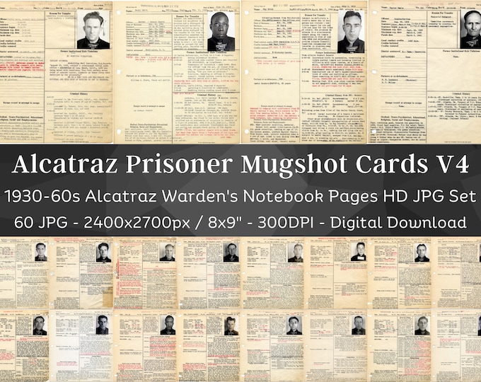 60 Vintage Alcatraz Inmate Prison Records With Mugshots HD Image V4 ...