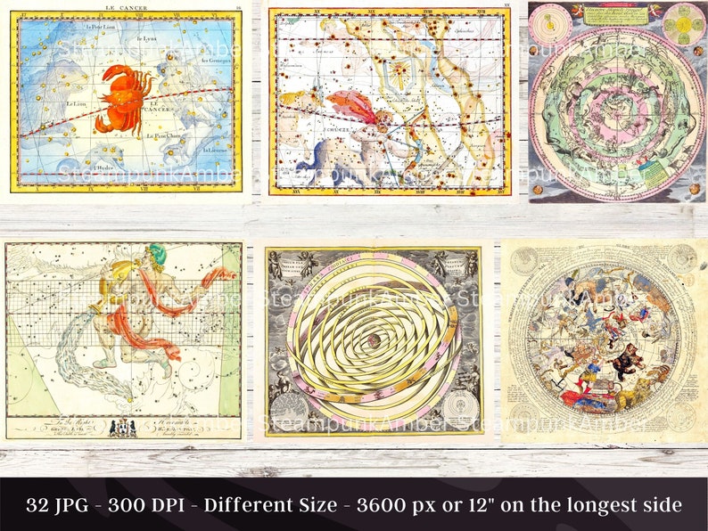 Astrological Star Chart Images | 32 HQ Digital Image Bundle 4 ...