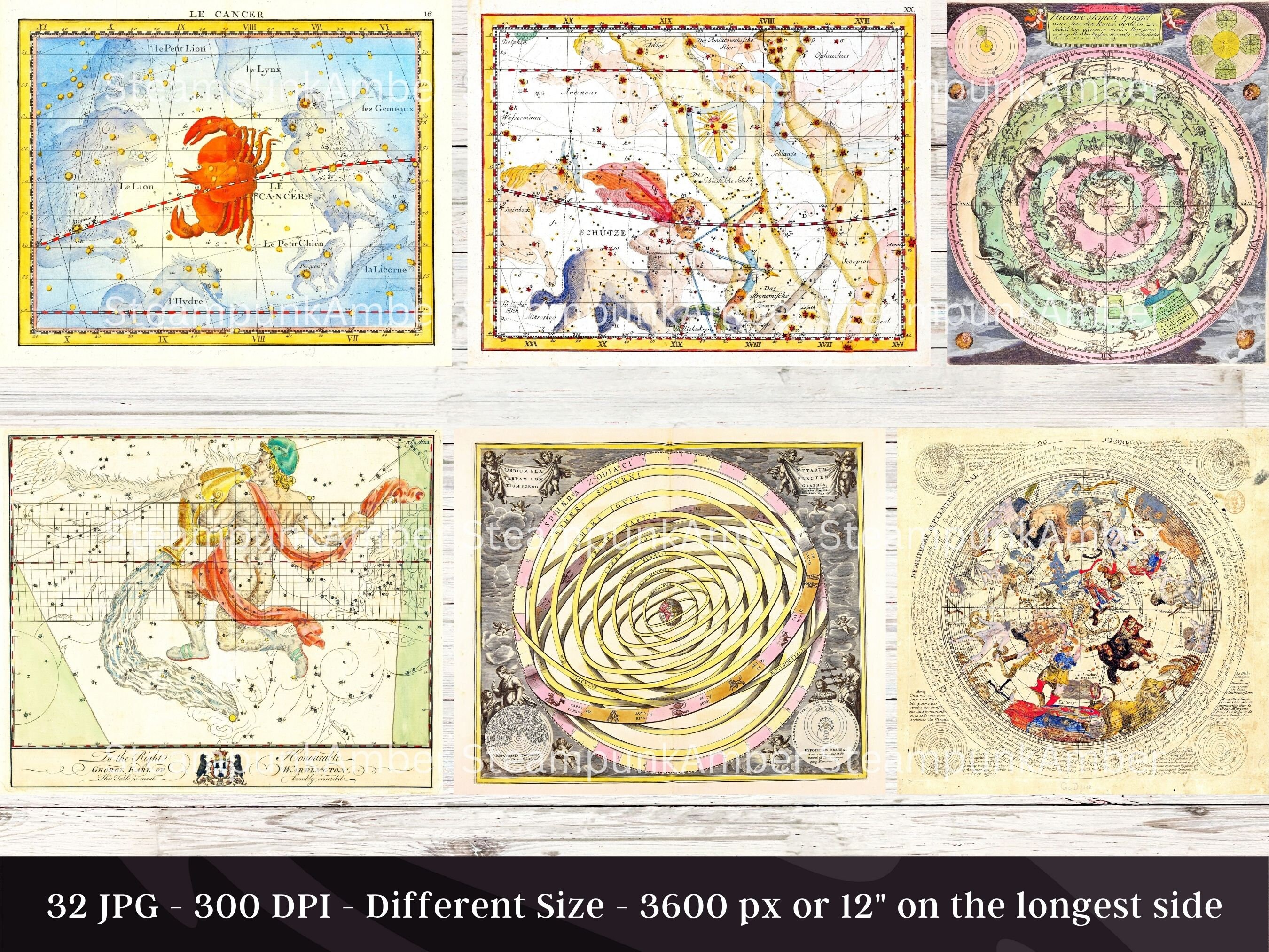 Astrological Star Chart Images | 32 HQ Digital Image Bundle 4 ...