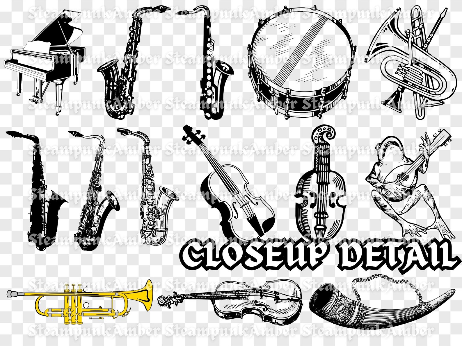 Musical Instruments Clipart Set 115 PNG SVG | Orchestra Clip Art Bundle ...