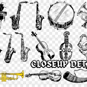 Musical Instruments Clipart Set 115 PNG SVG | Orchestra Clip Art Bundle ...