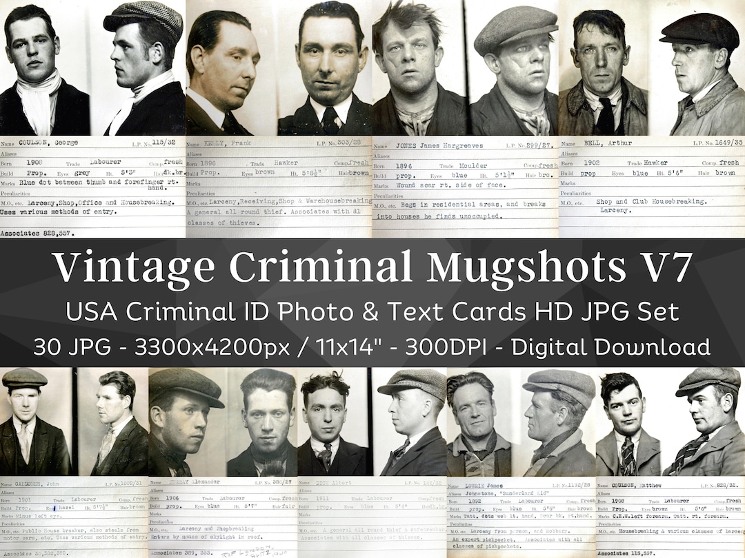30 Vintage USA Criminal Mugshots HD Image V7 | Prison Mugshot Criminal ...