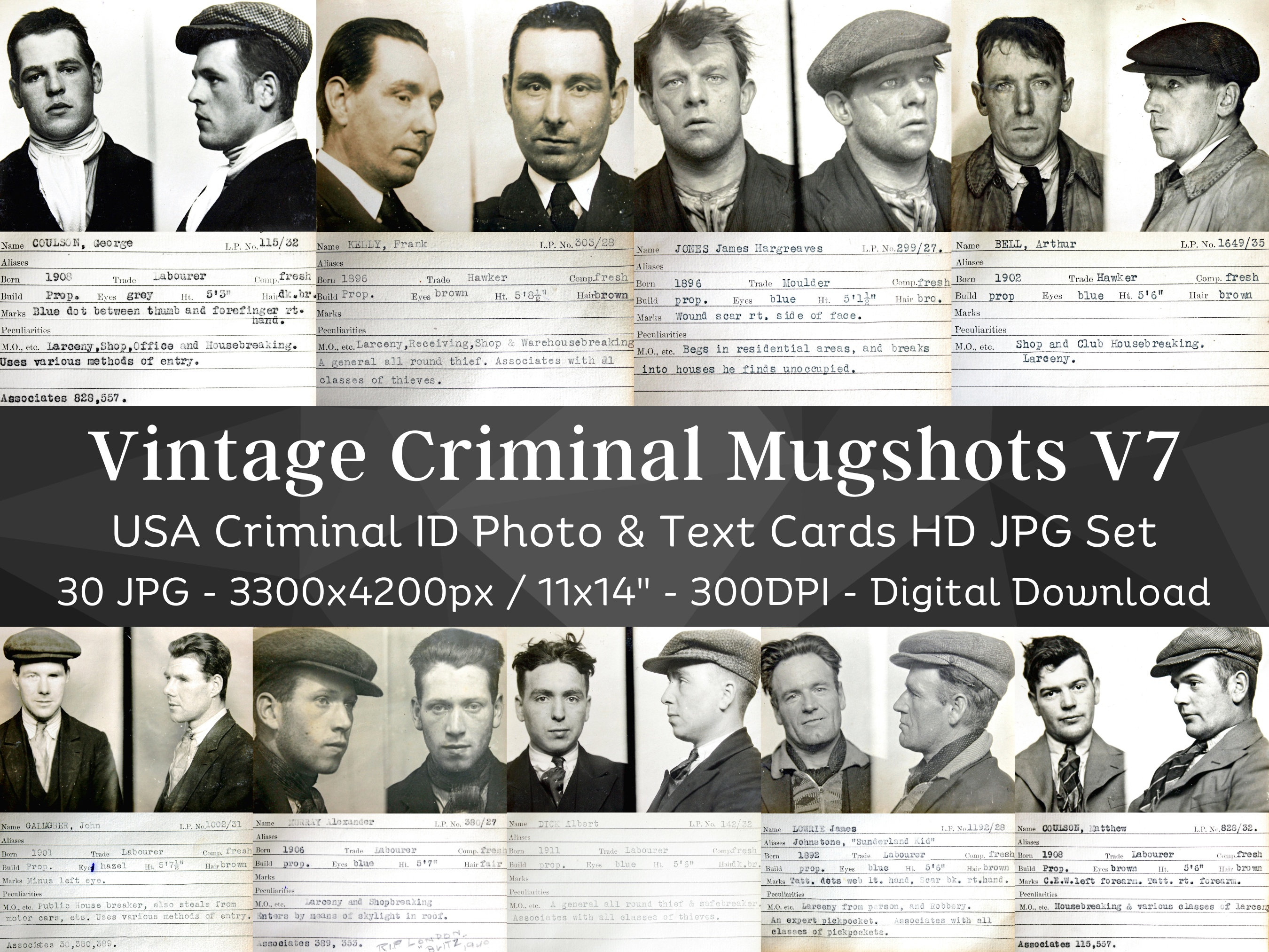 30 Vintage USA Criminal Mugshots HD Image V7 Prison Mugshot Criminal ...