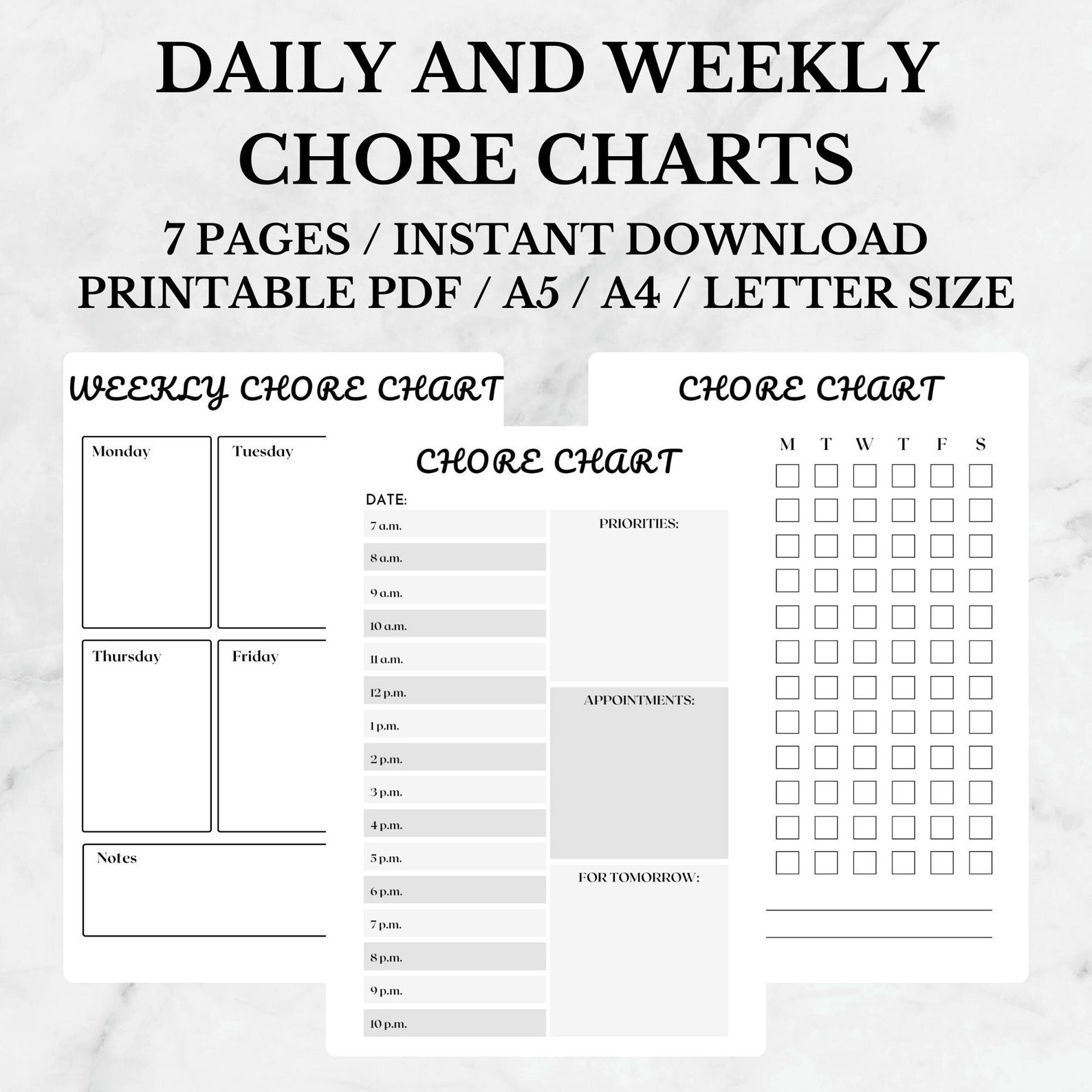 Chore Chart Printable Cleaning Schedule Daily Duties Checklist Cleaning ...
