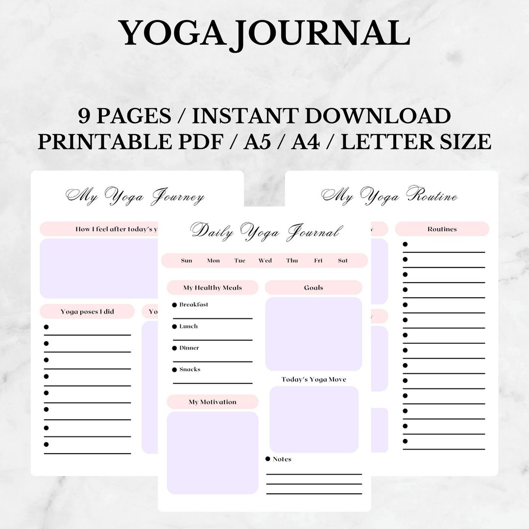 Yoga Journal Printable | Yoga Routine Planner | Wellness Journal Pdf ...