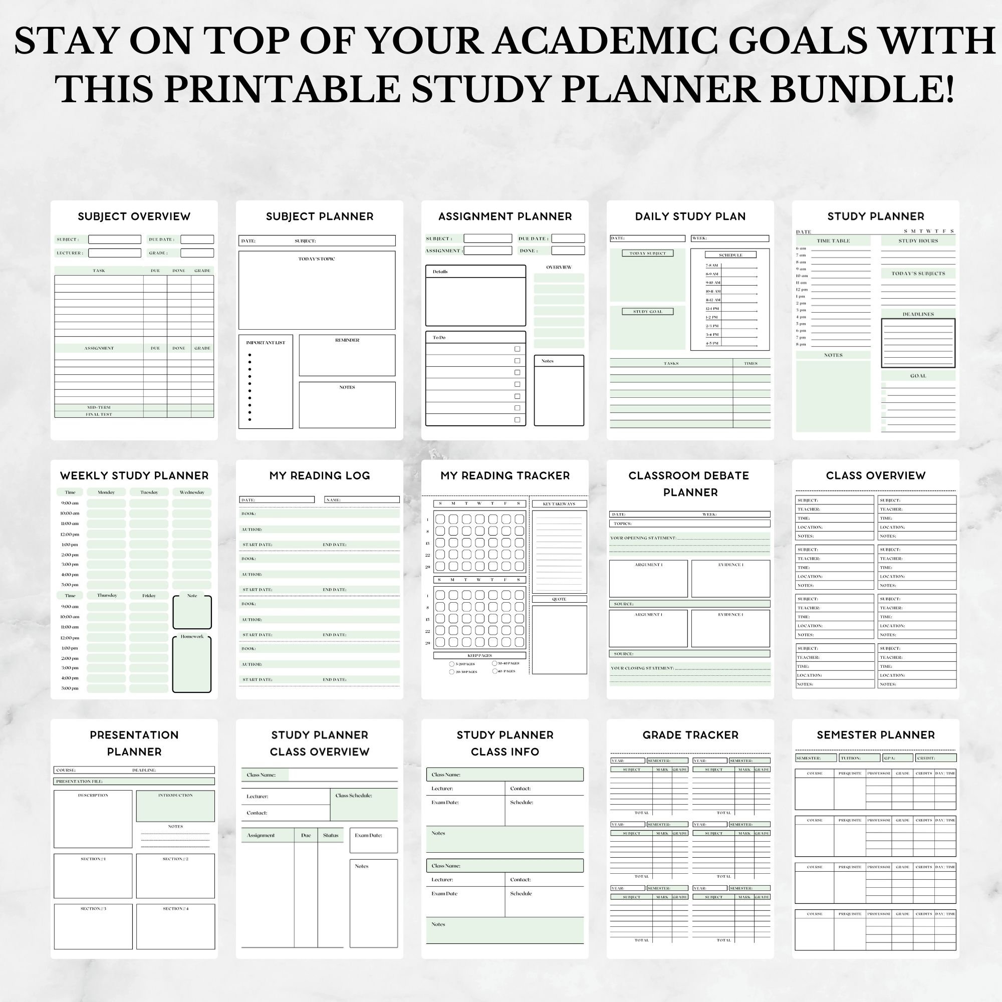 Student Planner Printable | College Student Planner | High School ...