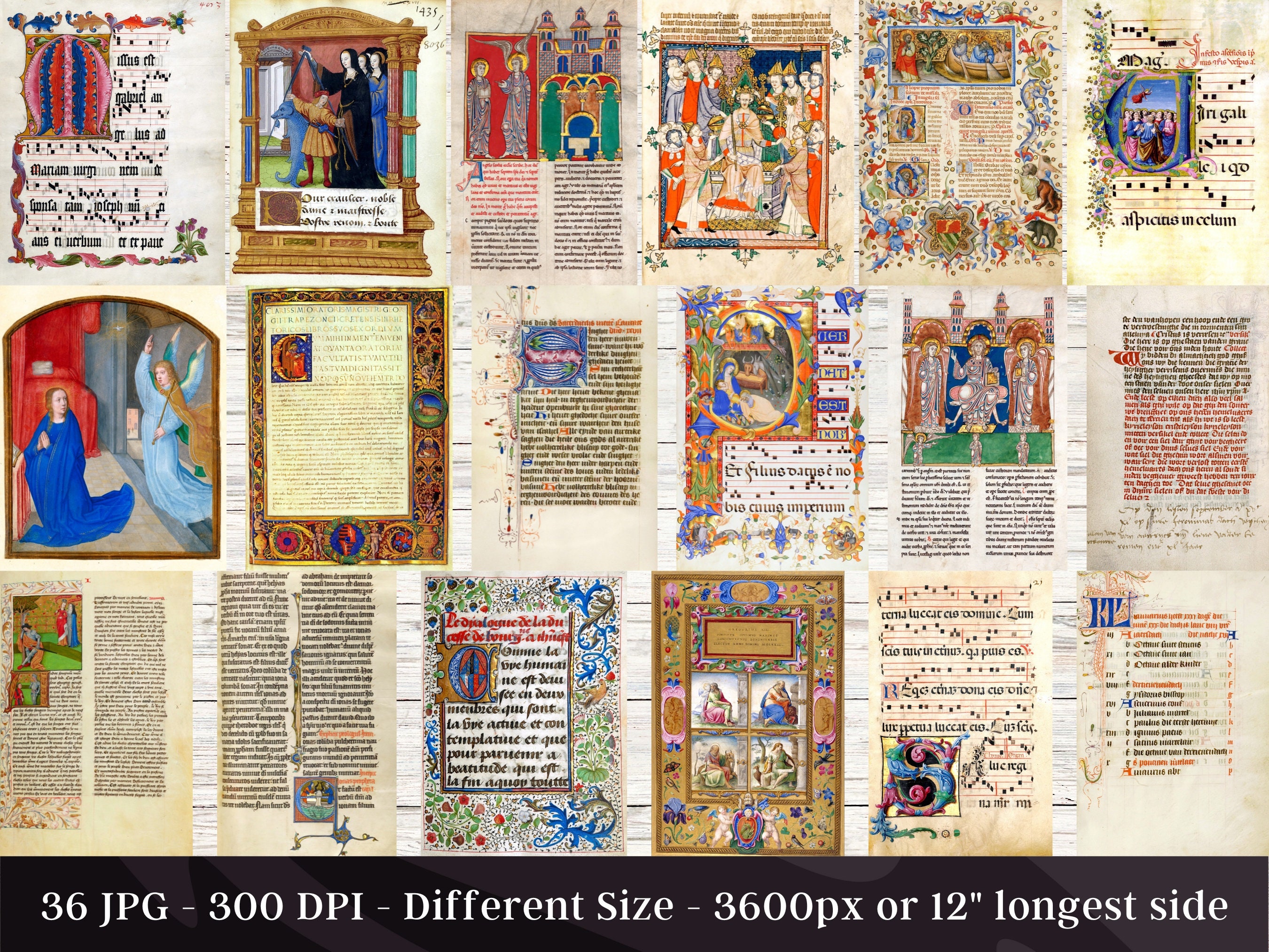 Illuminated Manuscript 36 Medieval Religious Renaissance Illustrations ...