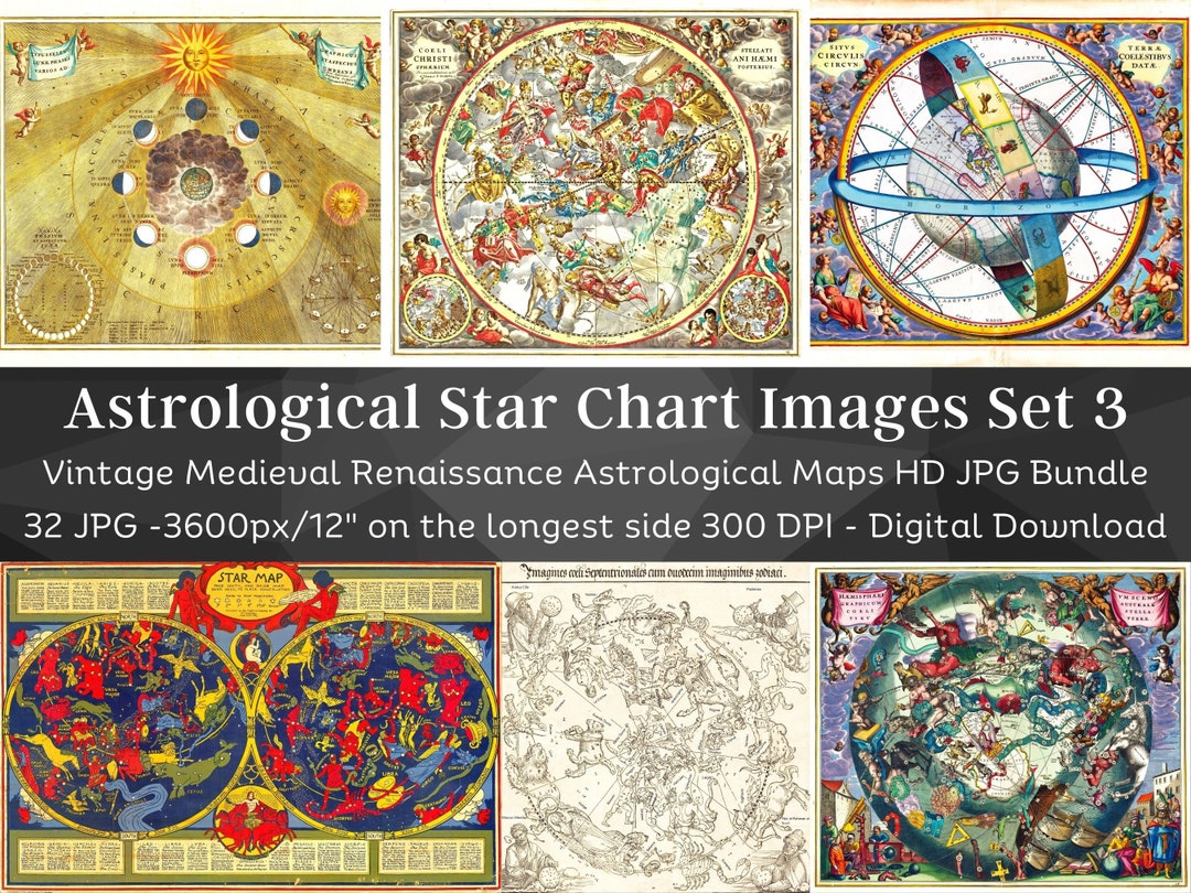 Astrological Star Chart Images | 32 HQ Digital Image Bundle 3 ...