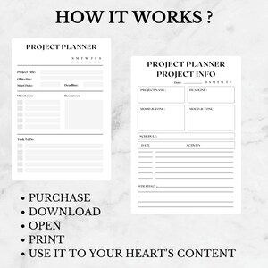 Project Planner Printable Work Planner Kit Task Tracker Productivity Planner Goal Tracker 2023 ...