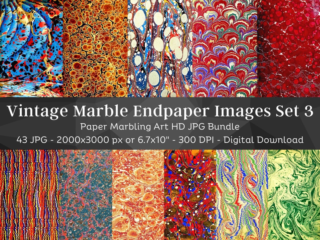 Vintage Decorative Marbling Art Bundle Set 3 | 43 Antique Marbled ...