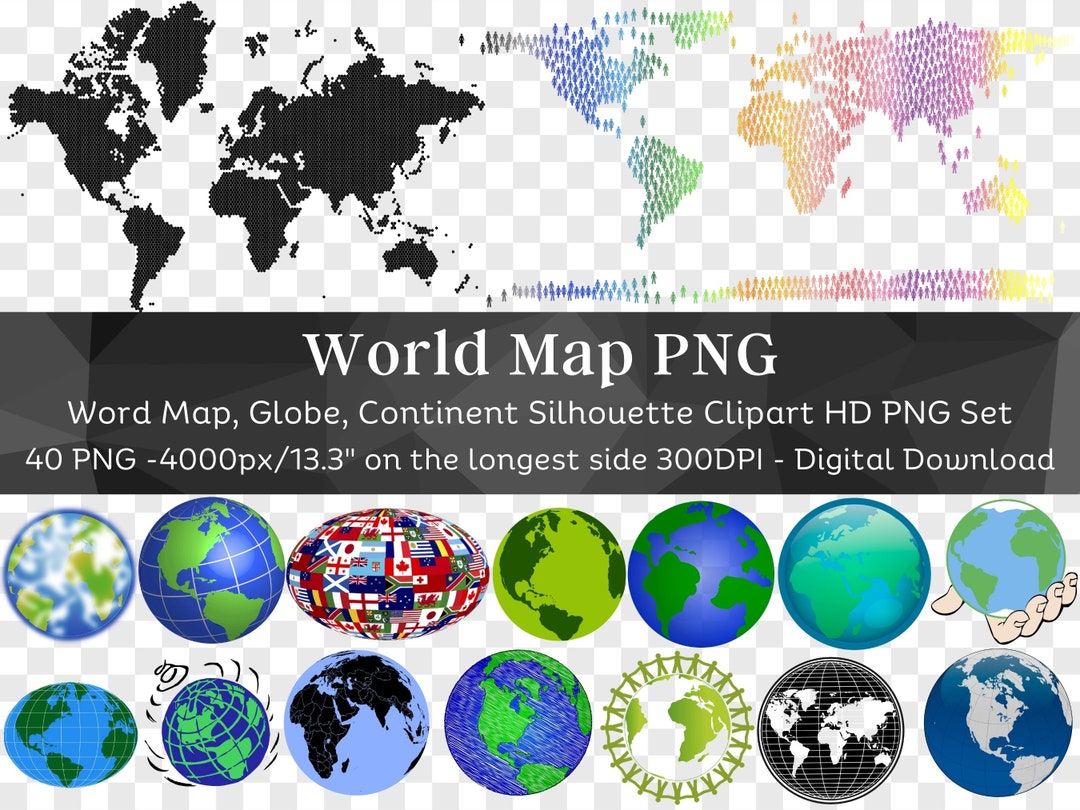 World Map PNG Bundle | 40 HQ World Map PNG Sticker Images| Geography ...