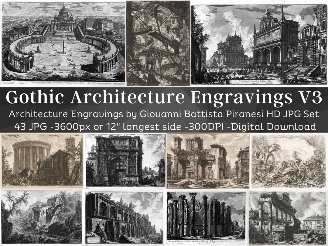 Piranesi Gothic Architecture Engravings 43 Digital Images V3 | Dark ...