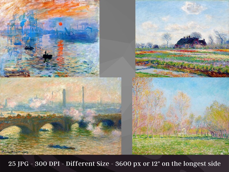 Claude Monet Paintings | 25 HQ Printable Wall Art Decor Set 7| Classic ...
