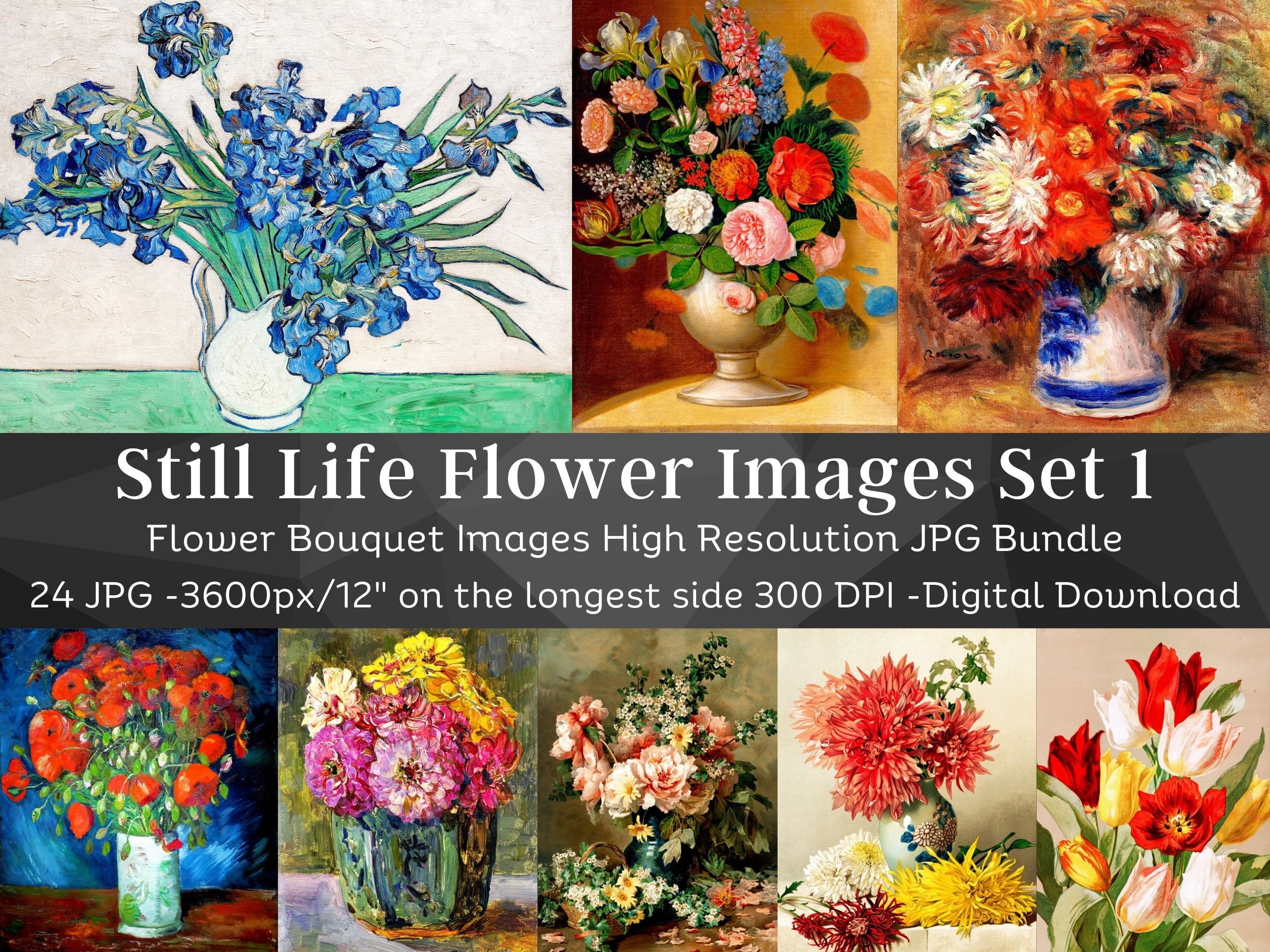 Still Life Flowers Famous Flower Art Prints 24 HQ Floral - Etsy