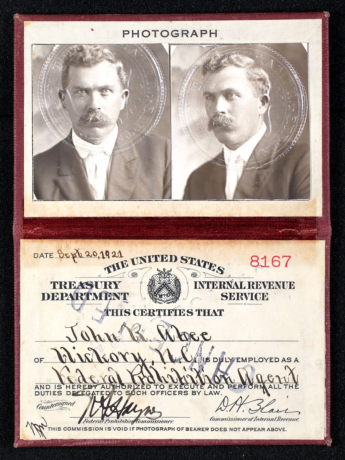 Vintage 1920s USA Federal Prohibition Agent Identity Cards HD Image V2 ...