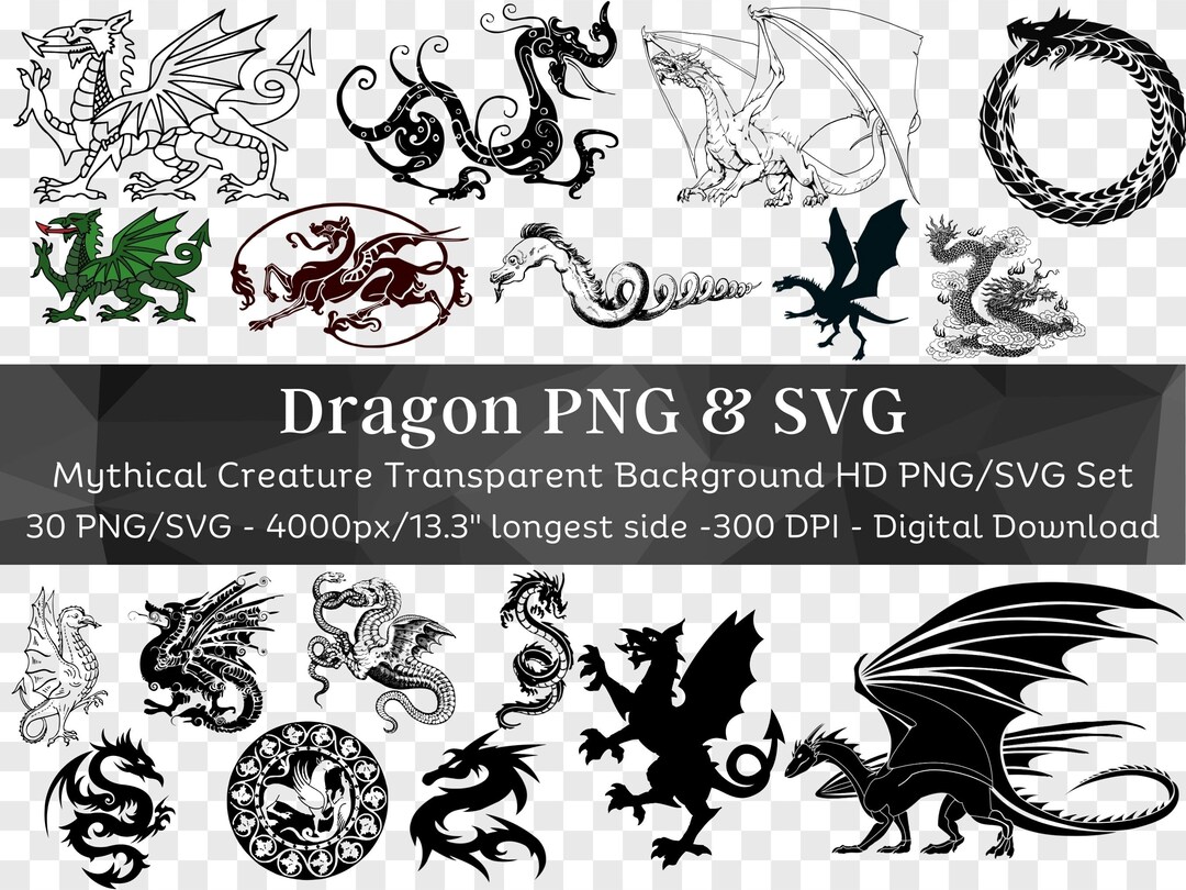 Dragon 30 PNG & SVG Bundle Dragon Clipart Dragon SVG - Etsy