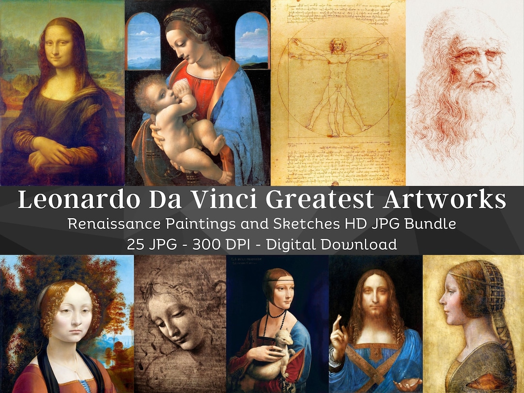 Leonardo Da Vinci Artwork Paintings | 25 HQ Digital Image Bundle ...