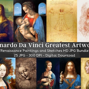 Leonardo Da Vinci Artwork Paintings | 25 HQ Digital Image Bundle ...
