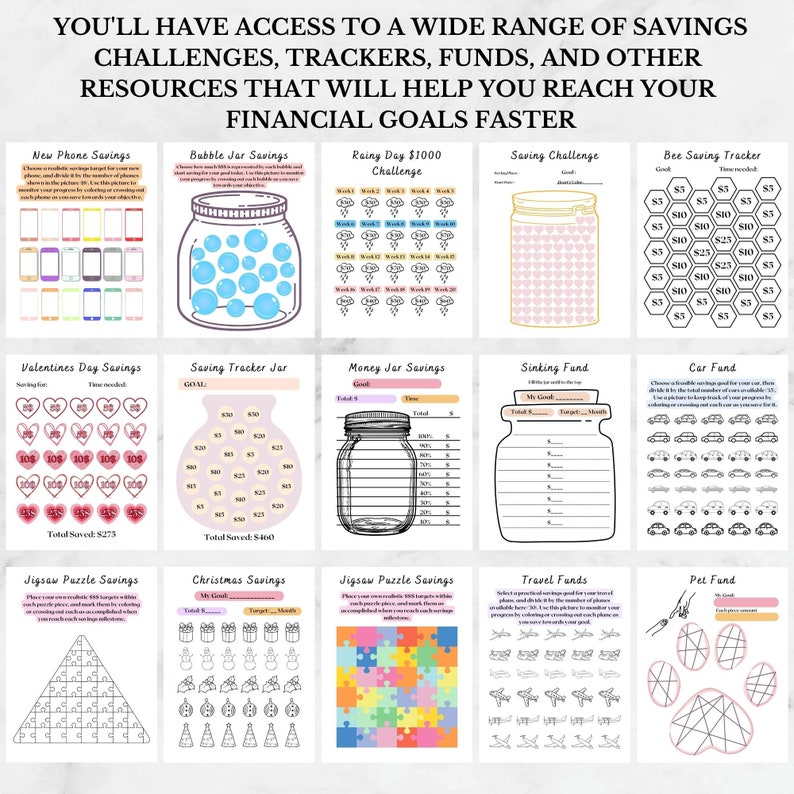 Savings Challenge Printable Visual Savings Tracker Valentines Day ...
