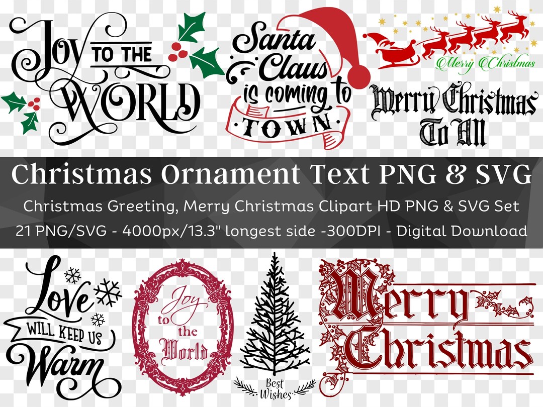 Christmas Ornament Text 21 PNG & SVG Bundle | Text for Shirt Mugs ...