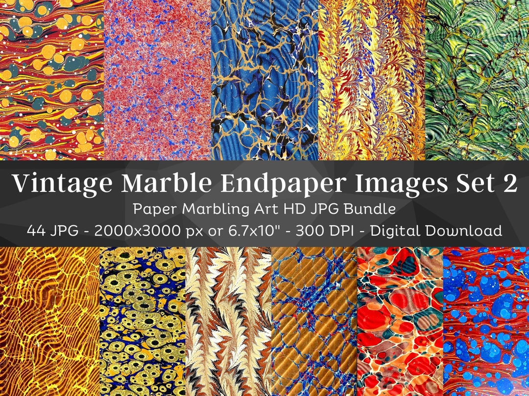 Vintage Decorative Marbling Art Bundle Set 2 | 44 Antique Marbled ...
