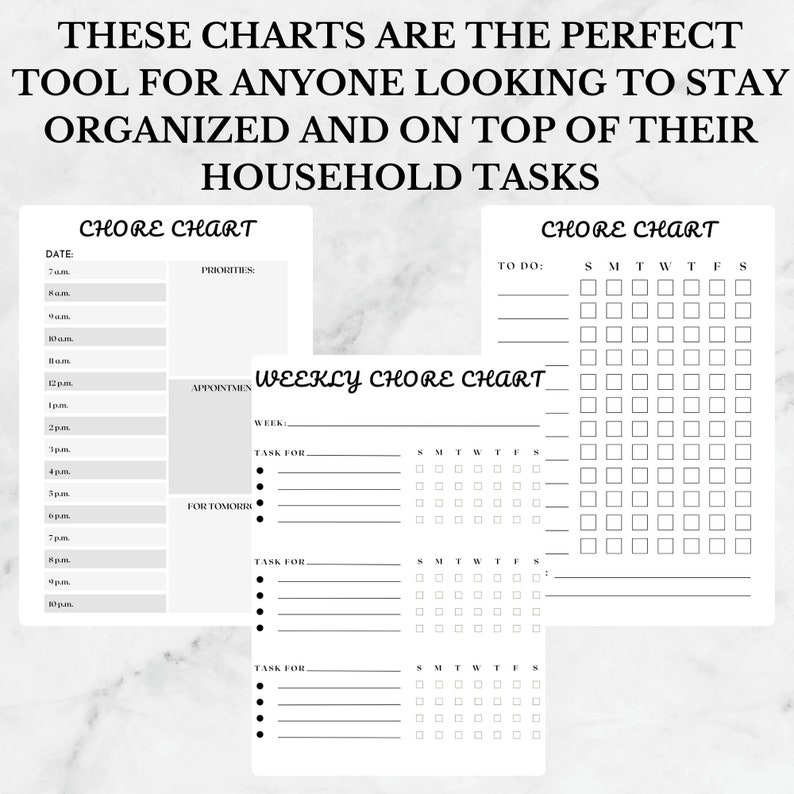 Chore Chart Printable Cleaning Schedule Daily Duties Checklist Cleaning ...