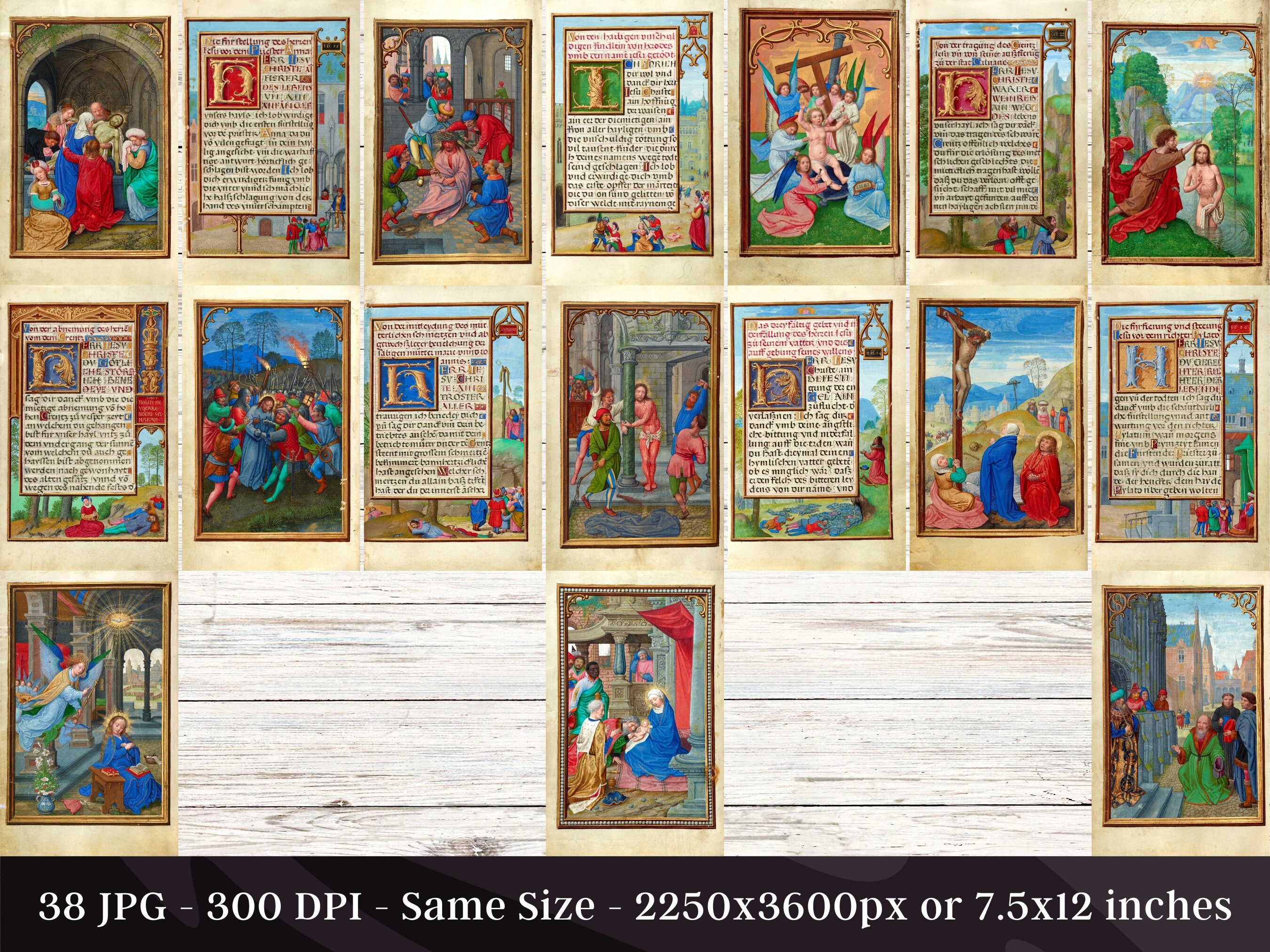 Illuminated Manuscript 38 Medieval Religious Renaissance Illustrations ...