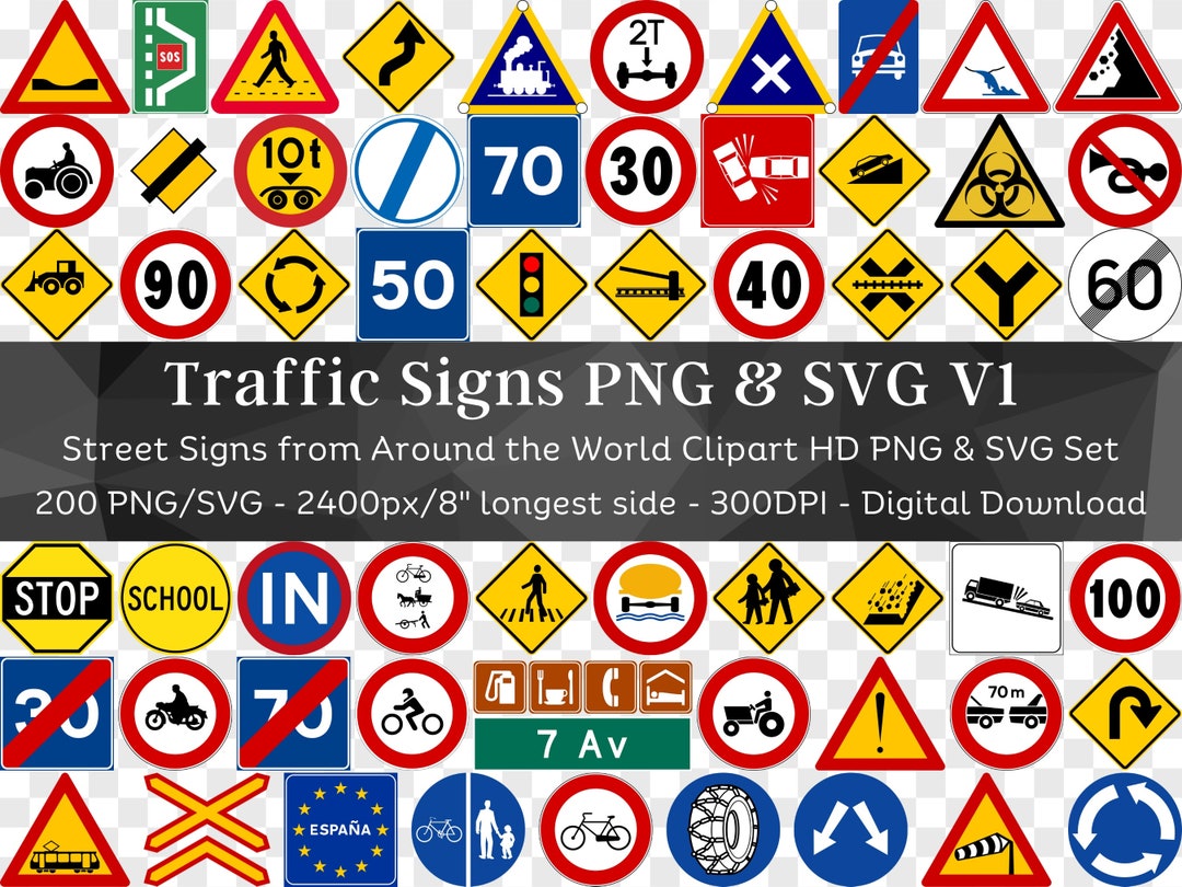 200 Traffic Signs PNG & SVG Set 1 | Individual Street Signs Clipart ...