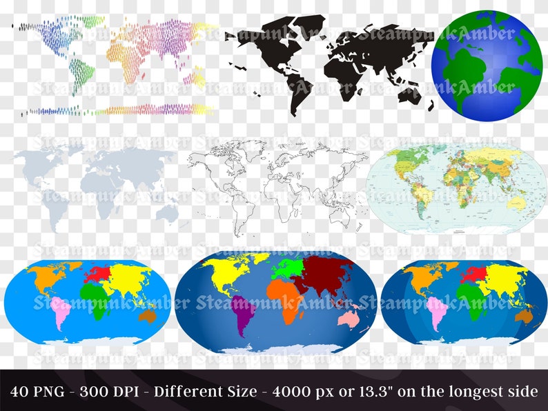 World Map PNG Bundle 40 HQ World Map PNG Sticker Images Geography ...