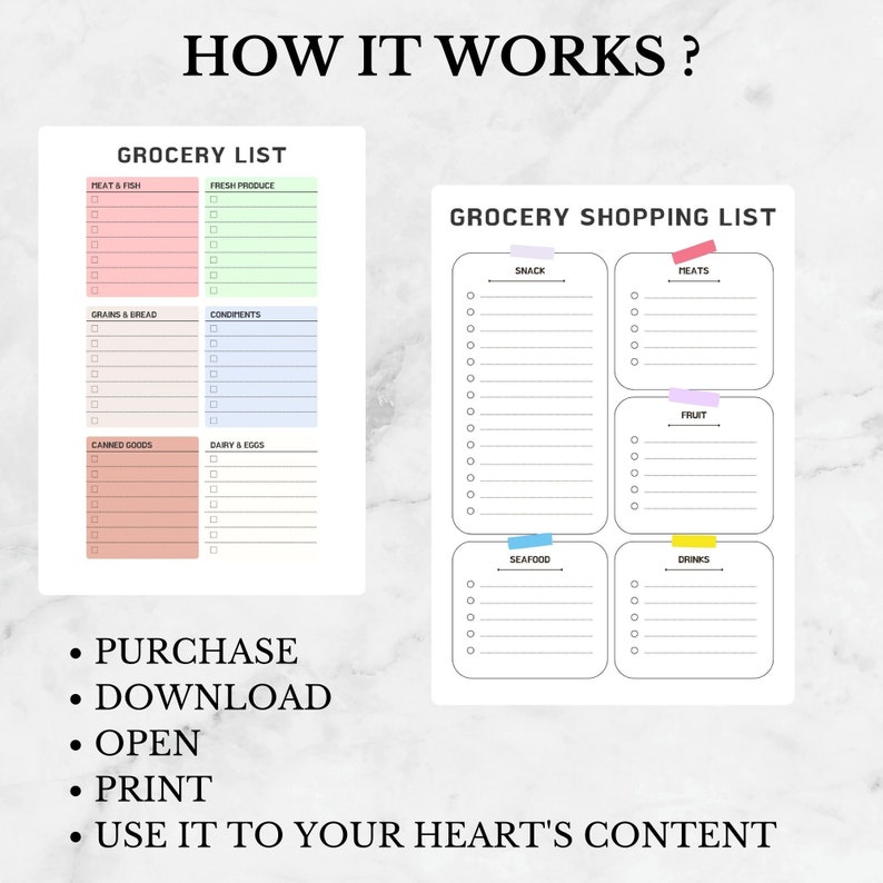 Grocery List Printable Shopping List Food Journal Menu Planner Grocery ...