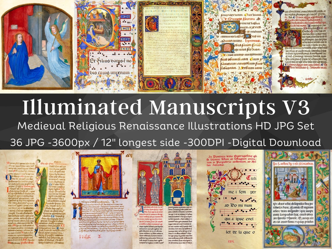 Illuminated Manuscript 36 Medieval Religious Renaissance Illustrations ...