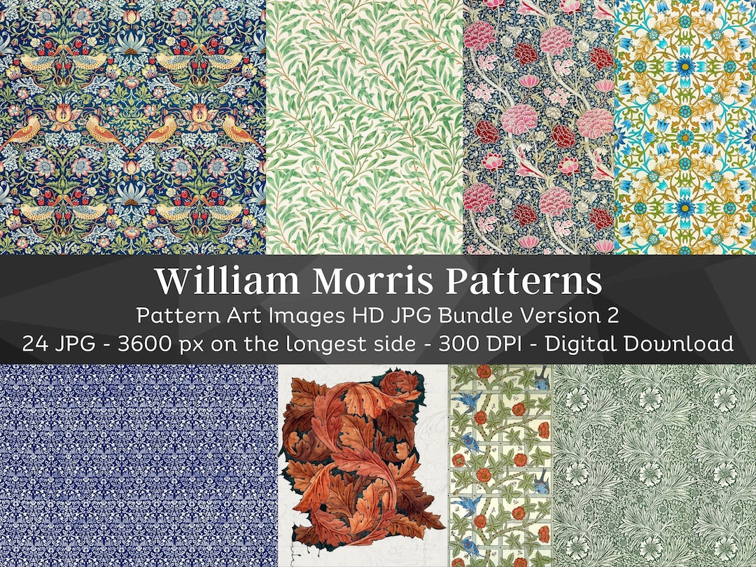 William Morris Pattern Bundle 2 | 24 HQ Image Bundle Printable Wall Art Classic | Vintage ...