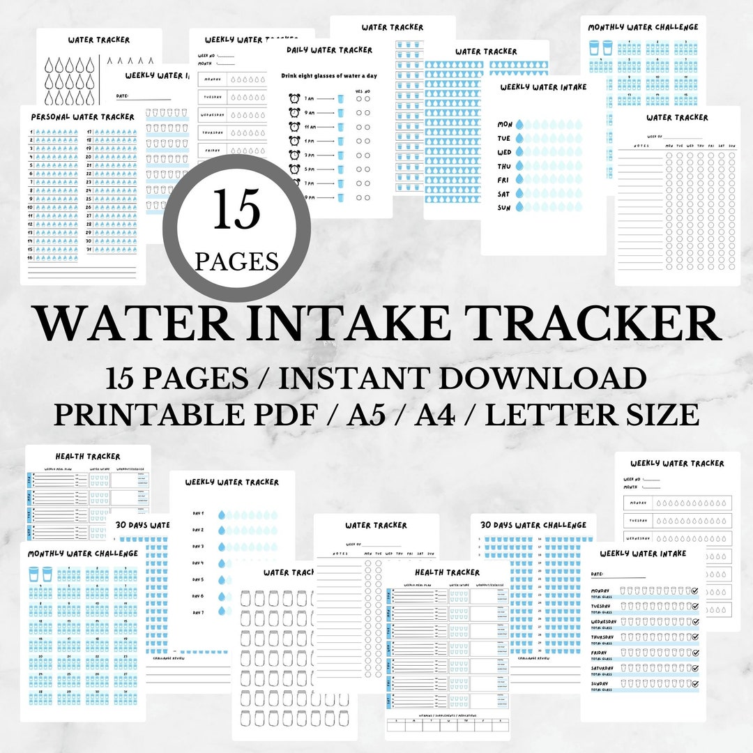 Water Tracker | Hydration Tracker for Fitness Journal | Water Challenge ...