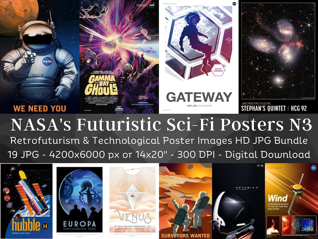 NASA Futuristic Sci-fi Poster N3| 19 JPG HQ Digital Image Bundle ...