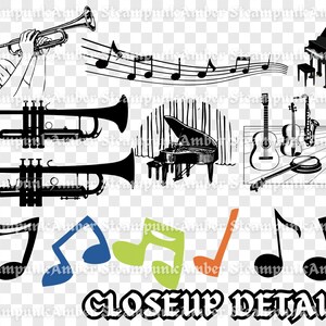 Musical Instruments Clipart Set 115 PNG SVG | Orchestra Clip Art Bundle ...