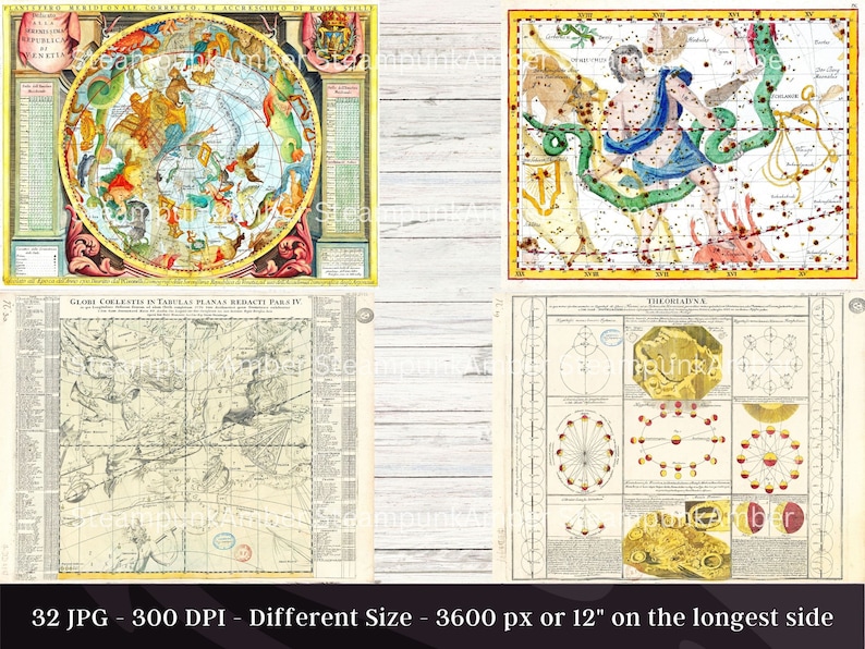 Astrological Star Chart Images | 32 HQ Digital Image Bundle 4 ...